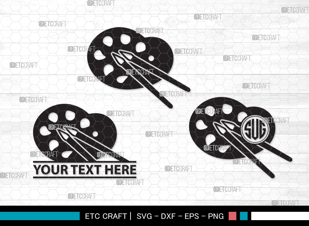 Paint Palette Monogram SVG, Paint Svg, Palette Svg, Paintbrush Svg ...