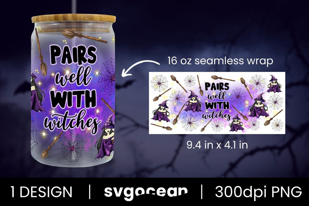 Pairs Well With Witches Can Glass PNG - So Fontsy