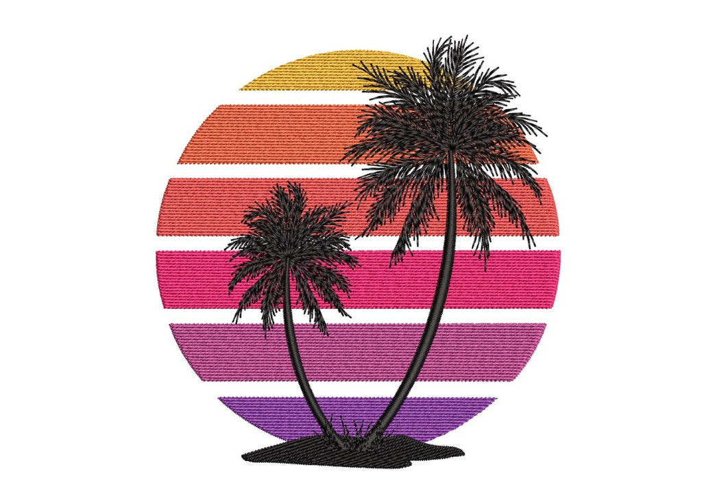 Palm Tree Embroidery Design, Summer Beach Embroidery Design, 3 sizes ...