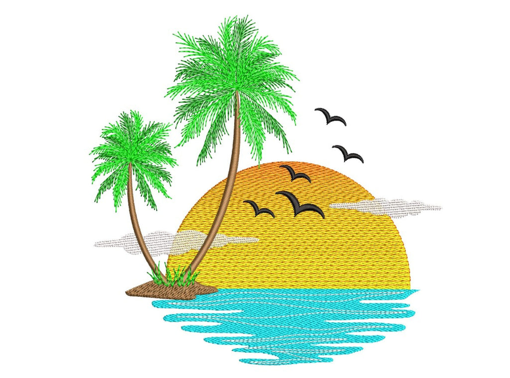 Palm Tree Embroidery Design, Summer Beach Embroidery Design, 5 sizes ...