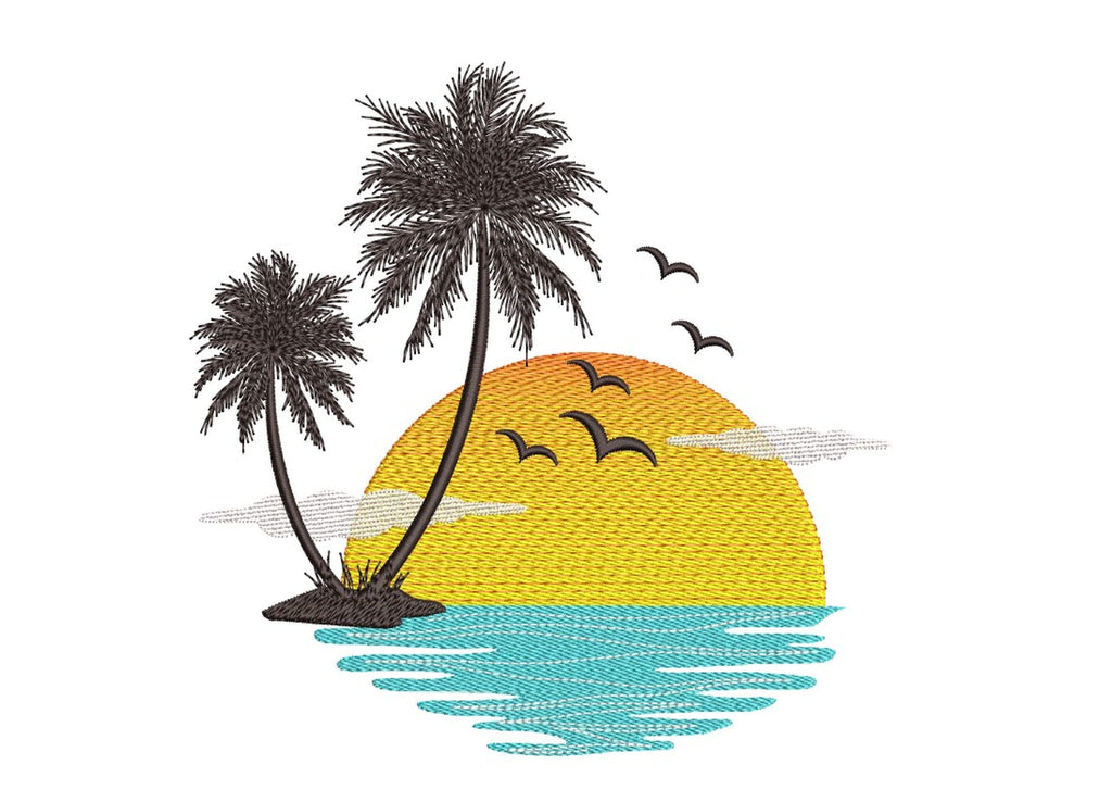 Palm Tree Embroidery Design, Summer Beach Embroidery Design, 5 sizes ...