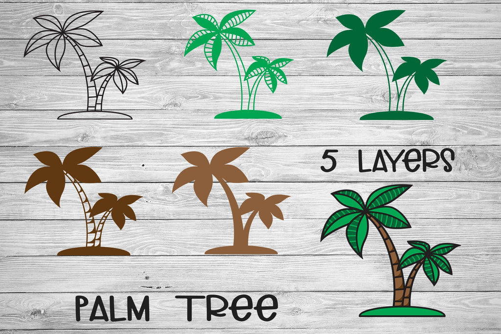 Palm Tree SVG, 3D Layered Summer SVG, Tropical SVG. - So Fontsy