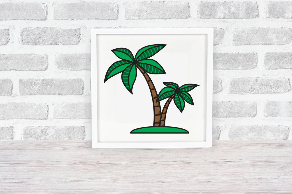 Palm Tree SVG, 3D Layered Summer SVG, Tropical SVG. - So Fontsy