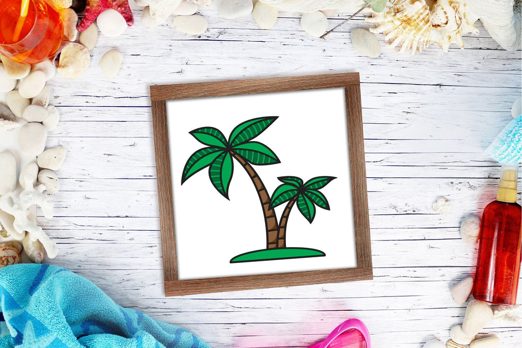 Palm Tree SVG, 3D Layered Summer SVG, Tropical SVG. - So Fontsy