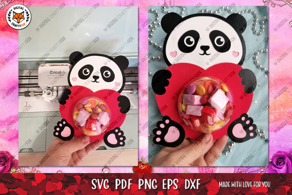 Panda Candy Dome SVG | Valentine Candy Dome Holder SVG - So Fontsy