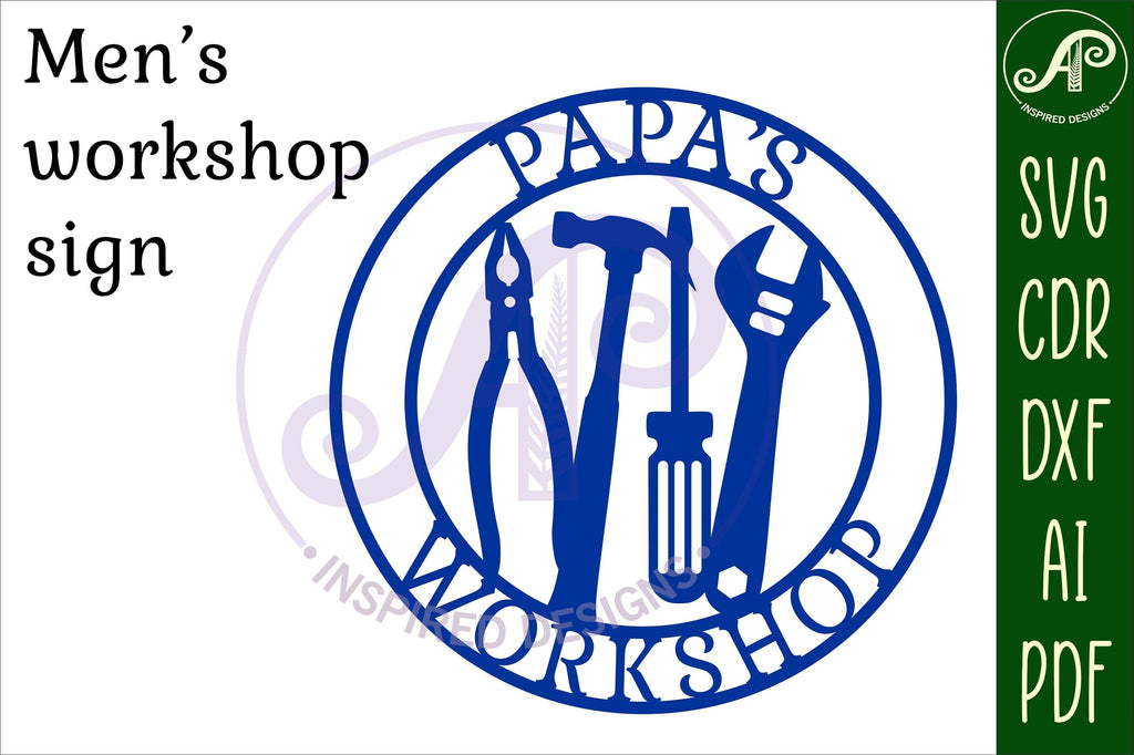 Papa's Workshop tools sign svg laser cut template - So Fontsy