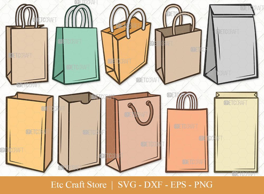 Paper Bag Clipart SVG Cut File | Paper Bag Svg | Bag Svg | Hand Bag Svg ...