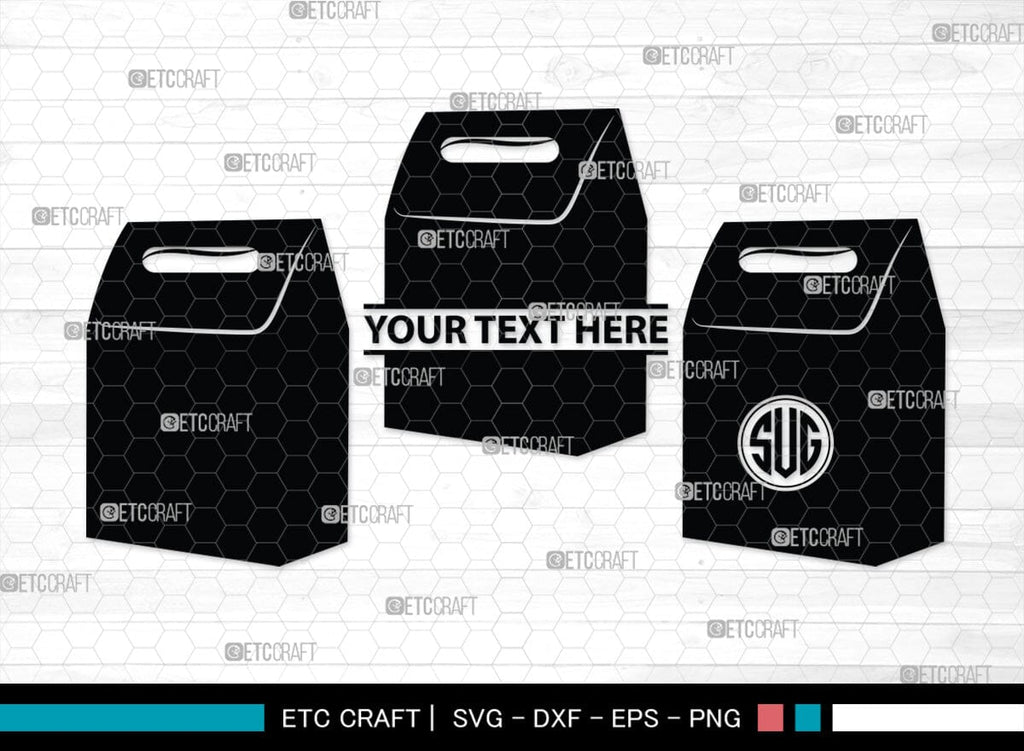 Paper Bag Monogram, Paper Bag Silhouette, Paper Bag SVG, Bag Svg, Hand ...