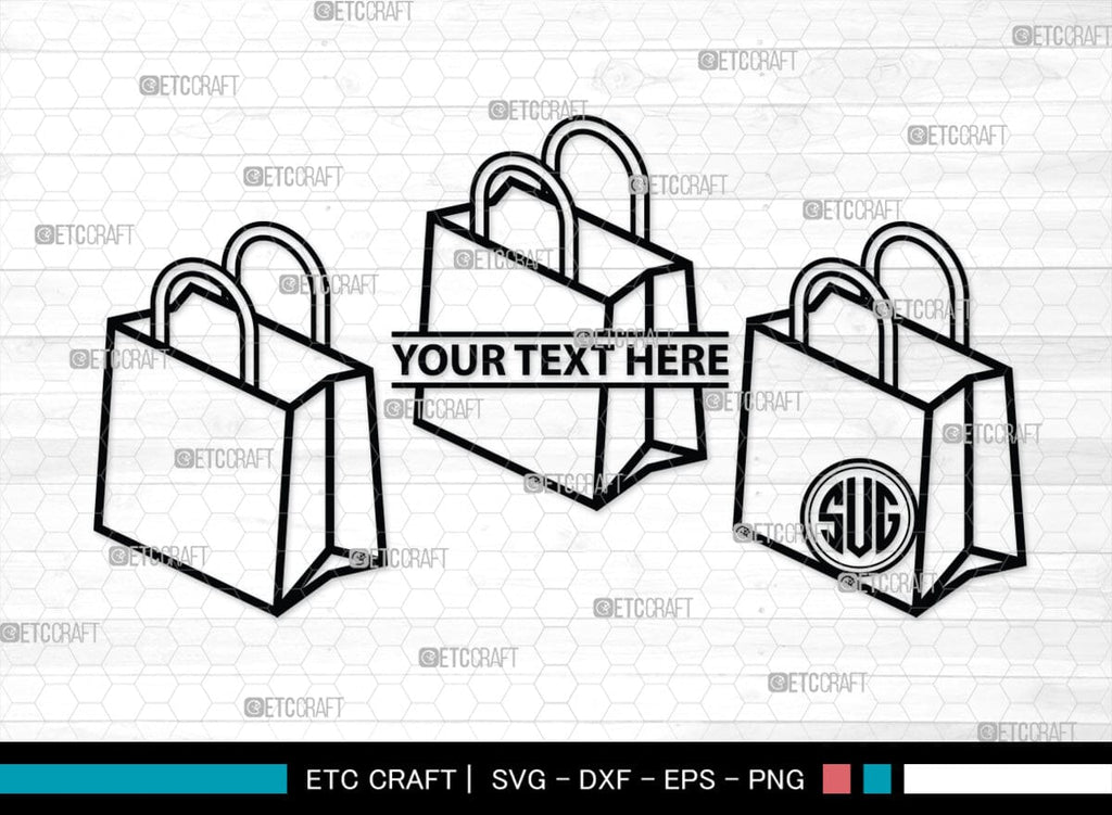 Paper Bag Monogram, Paper Bag Silhouette, Paper Bag SVG, Bag Svg, Hand ...