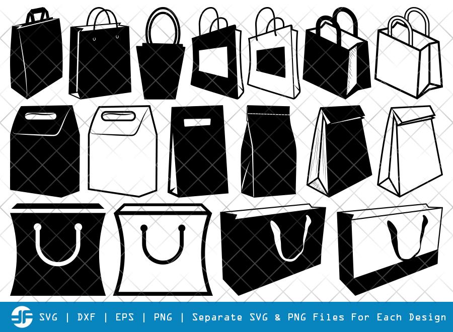 Paper Bag SVG Cut Files | Shopping Bag Silhouette Bundle - So Fontsy
