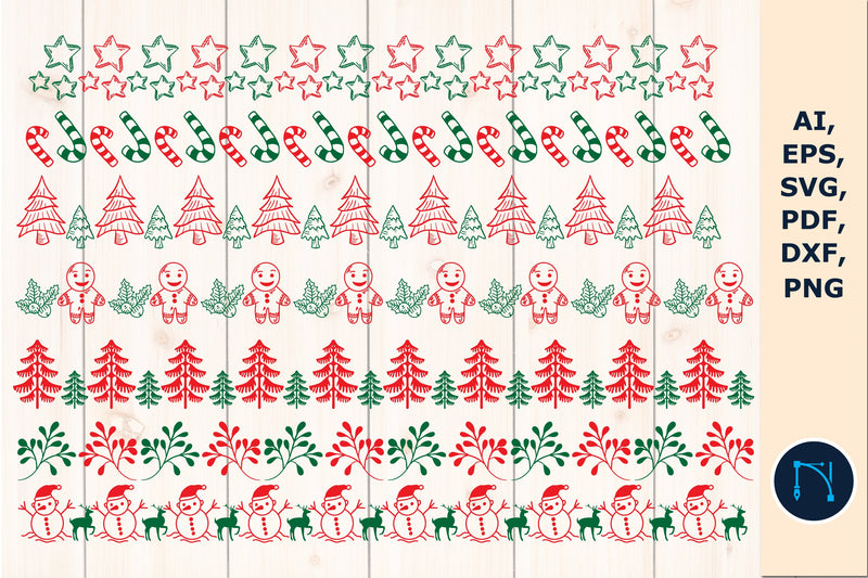 paper cut Christmas border SVG bundle - So Fontsy