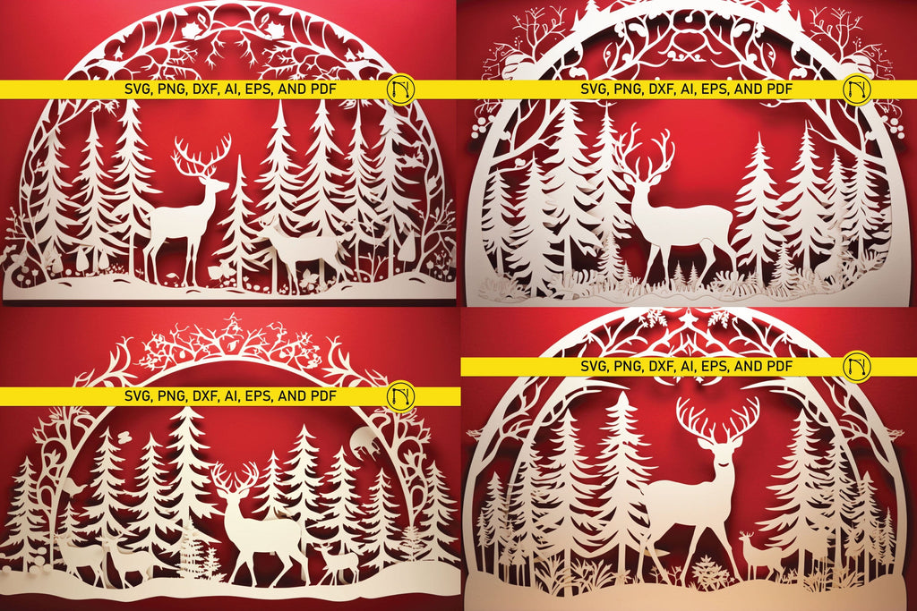 Paper Cut Christmas Decor SVG Bundle - So Fontsy