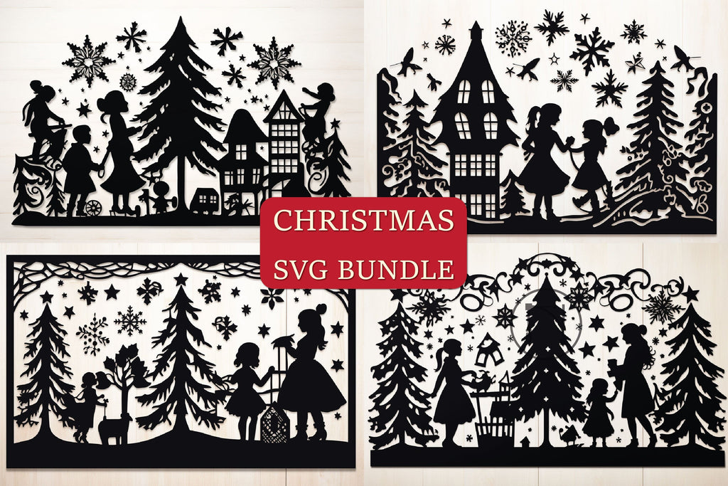 Paper Cut Christmas Decor SVG Bundle - So Fontsy