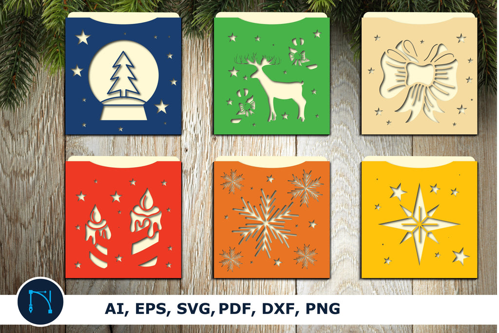 paper cut Christmas envelope SVG bundle - So Fontsy