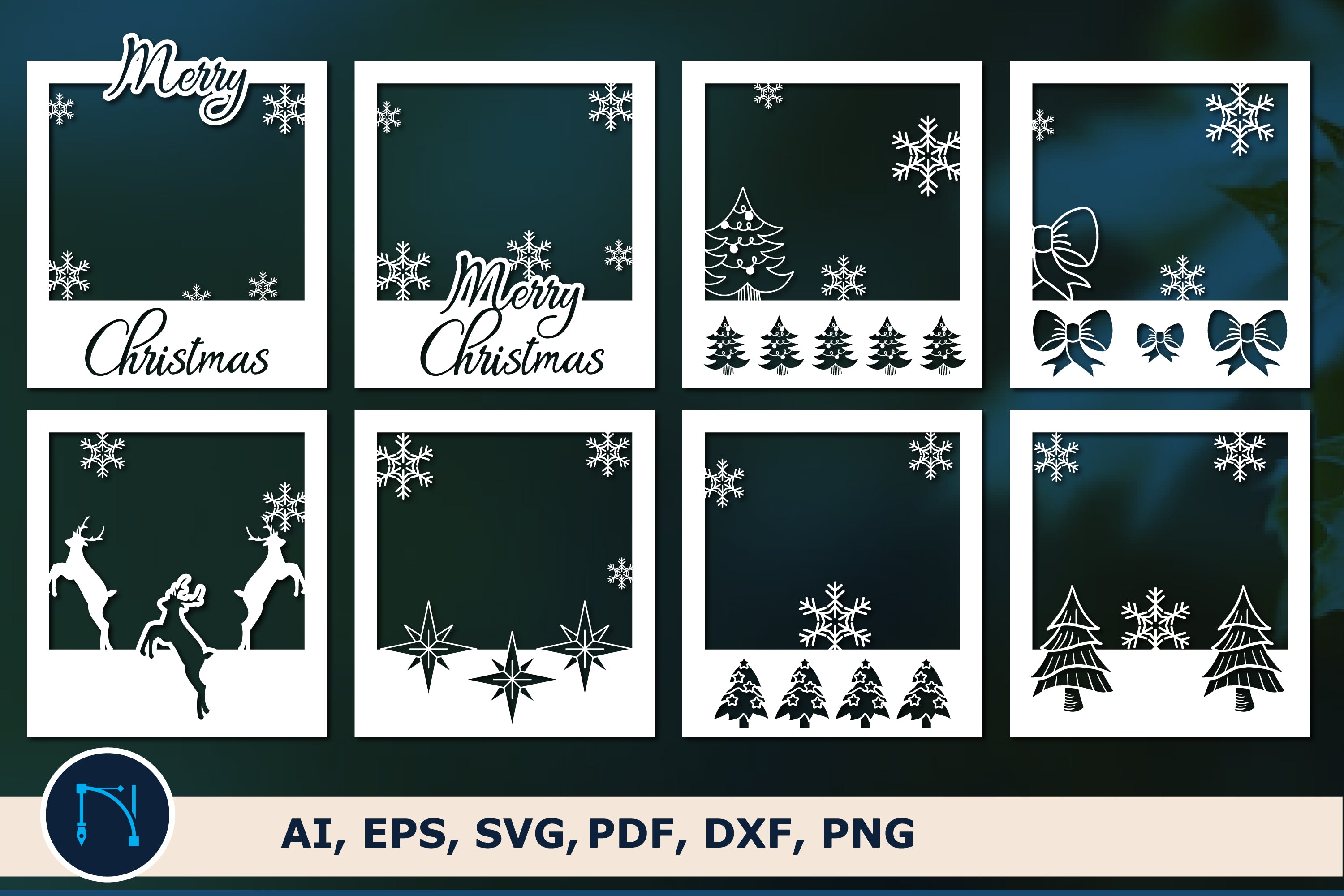 paper cut Christmas frame SVG bundle - So Fontsy