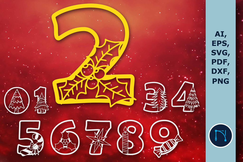 paper cut christmas Numbers SVG Bundle - So Fontsy