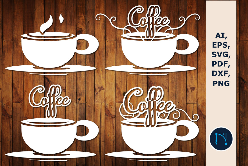 paper cut coffee cup SVG Bundle - So Fontsy