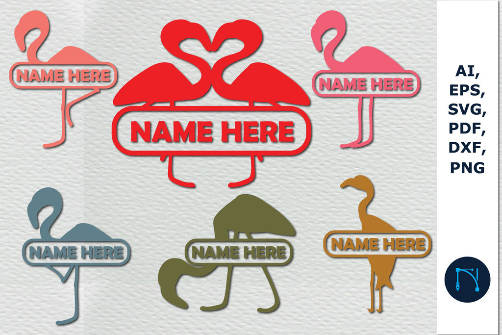 paper cut Flamingo name sign SVG bundle - So Fontsy