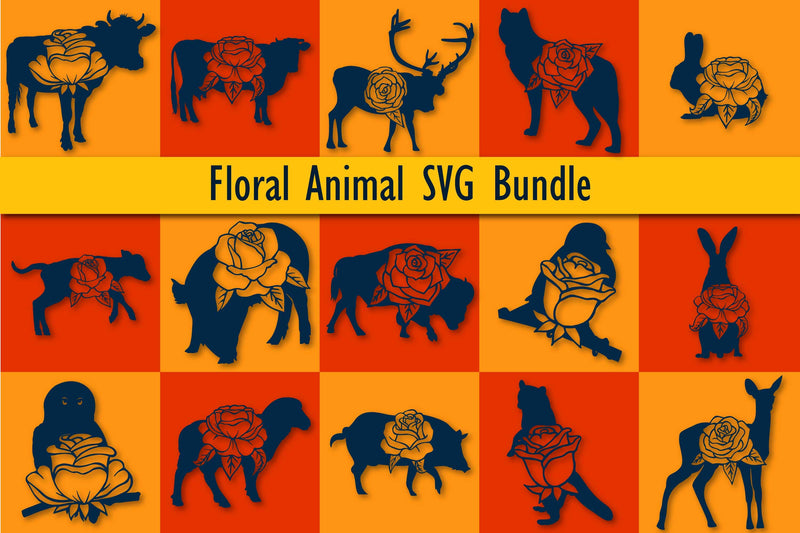 Paper cut Floral Animal SVG Bundle - So Fontsy
