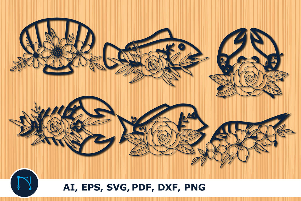 paper cut floral sea fish SVG bundle - So Fontsy
