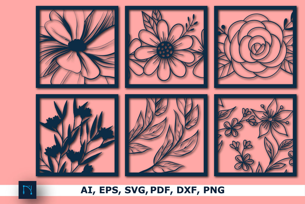 paper cut floral wall decor SVG bundle - So Fontsy