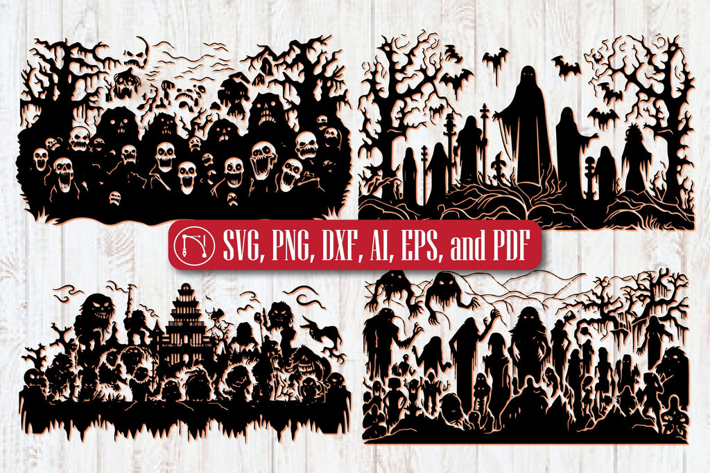 Paper Cut Ghoulish Ghosts SVG Bundle - So Fontsy