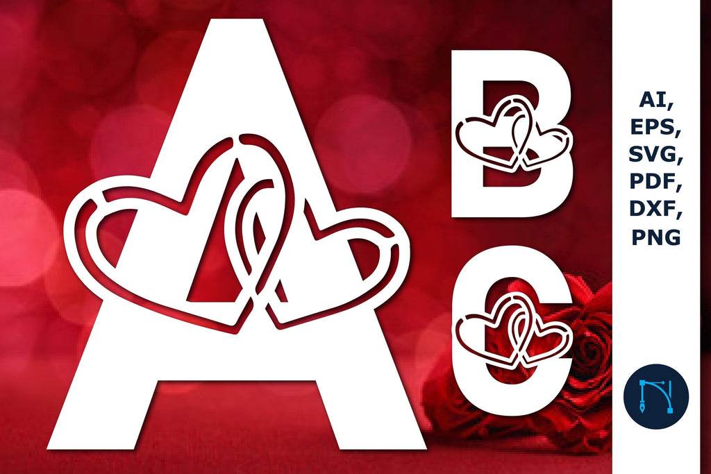 Paper cut Heart Alphabet A-Z SVG Bundle - So Fontsy