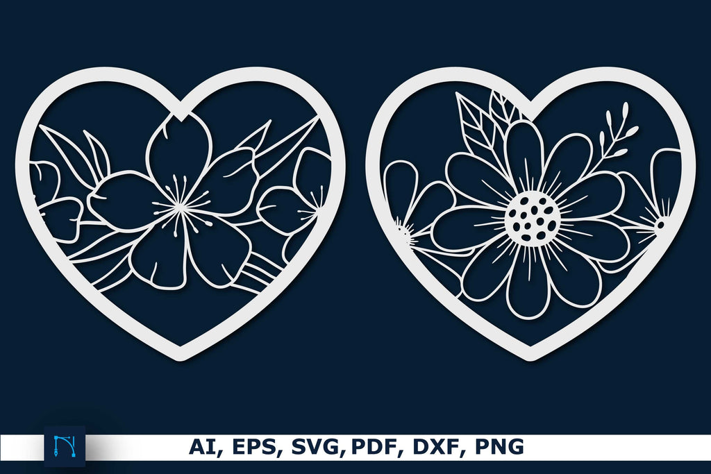 Paper cut heart shape SVG decor bundle - So Fontsy