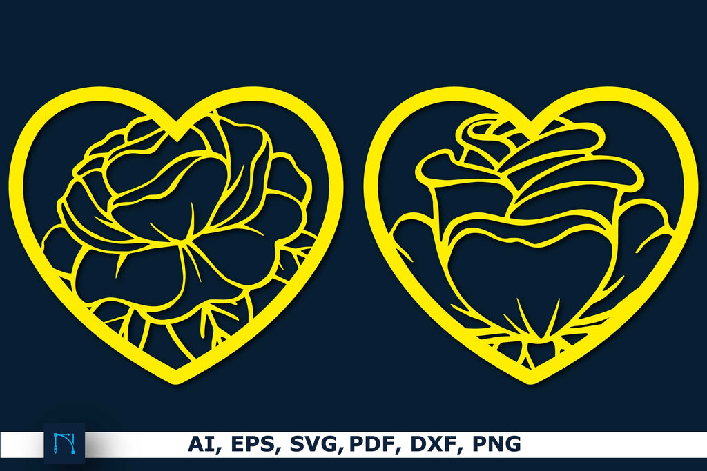 Paper cut heart shape SVG decor bundle - So Fontsy