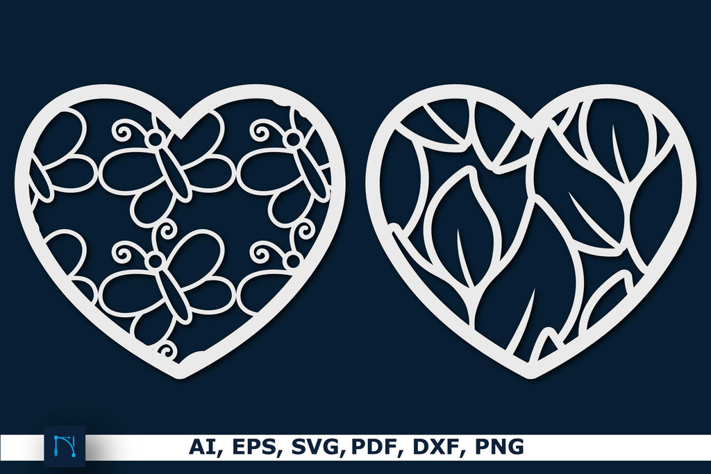 Paper cut heart shape SVG decor bundle - So Fontsy