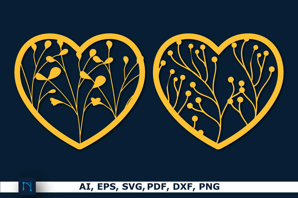 Paper cut heart shape SVG decor bundle - So Fontsy