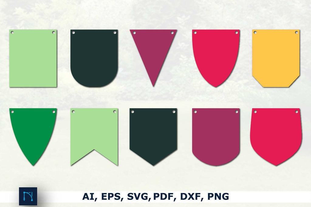 Paper Cut Pennant Set SVG Bundle - So Fontsy