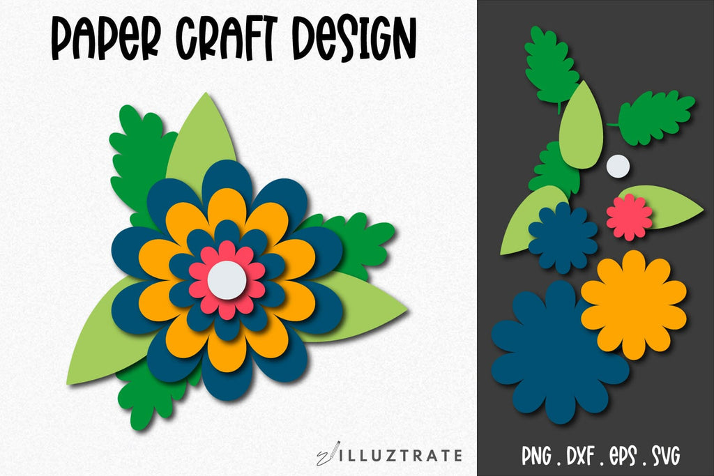 Paper Flower SVG Template Bundle | 3D Flower SVG Cut File Template ...