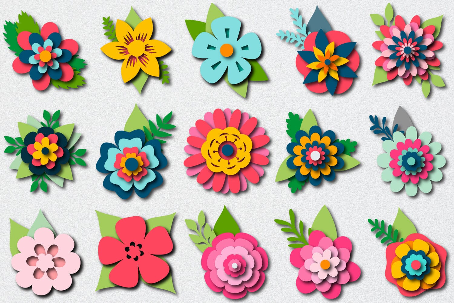 Paper Flower SVG Template Bundle | 3D Flower SVG Cut File Template ...