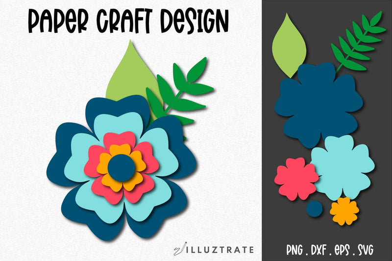 Paper Flower SVG Template Bundle | 3D Flower SVG Cut File Template ...