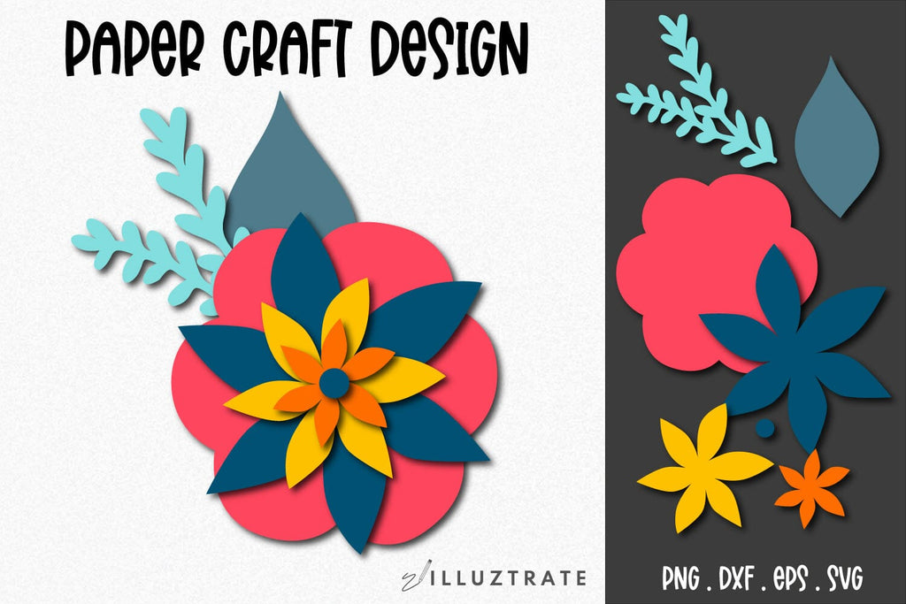 Paper Flower SVG Template Bundle | 3D Flower SVG Cut File Template ...