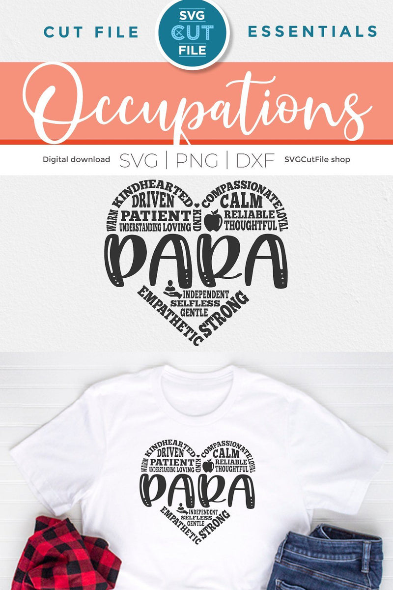 Paraprofessional svg, para svg, subway art, word cloud, word art, heart ...