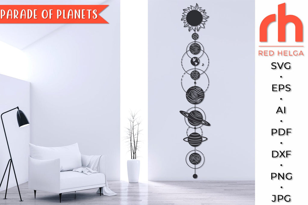 Parade of Planets SVG, Solar System DXF, Outer Space Cut File - So Fontsy
