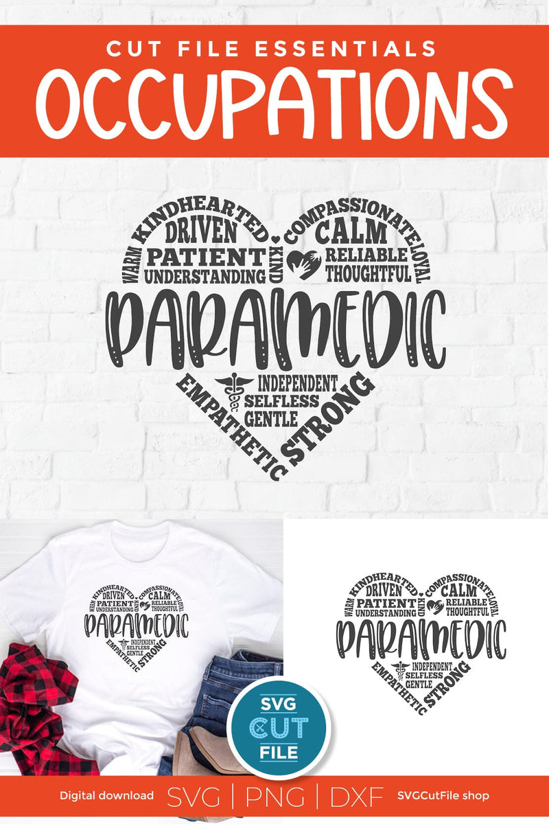 Paramedic svg with subway art heart for Cricut - So Fontsy