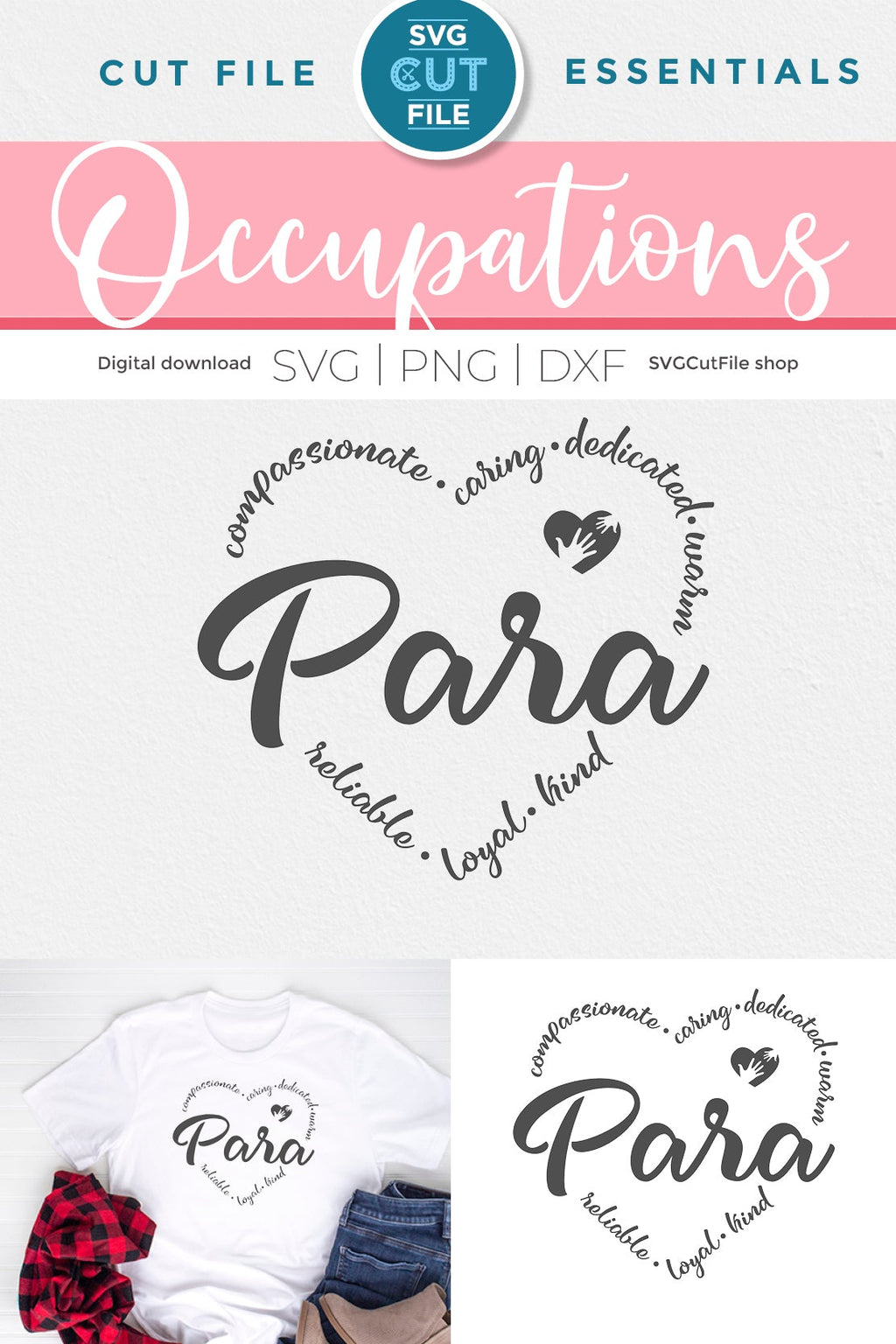 Paraprofessional svg, a para svg with heart for crafters - So Fontsy