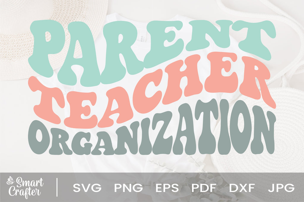 Parent teacher organization svg wavy style svg, EPS PNG Cricut Instant ...