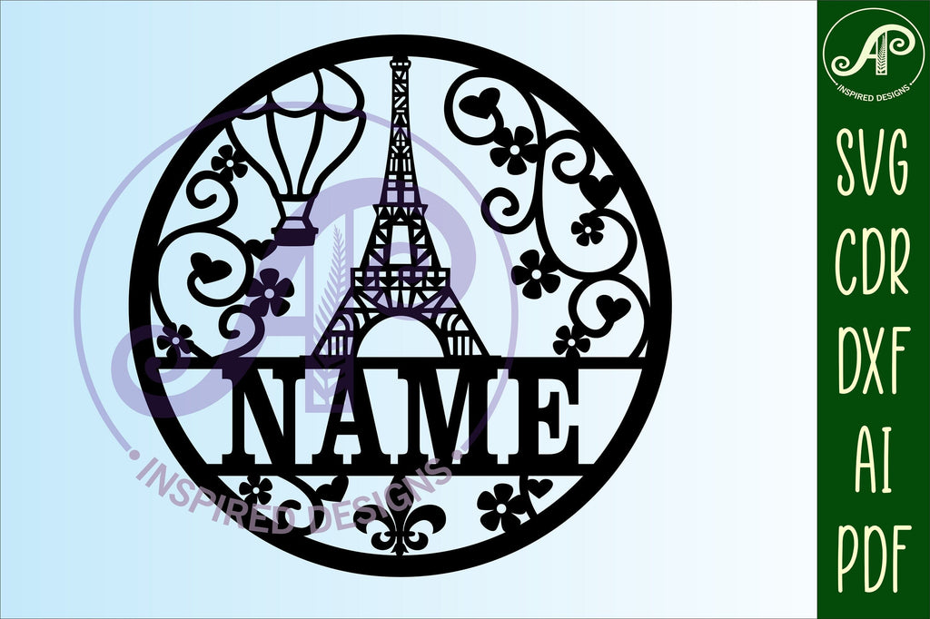 Paris name sign svg laser cut template - So Fontsy