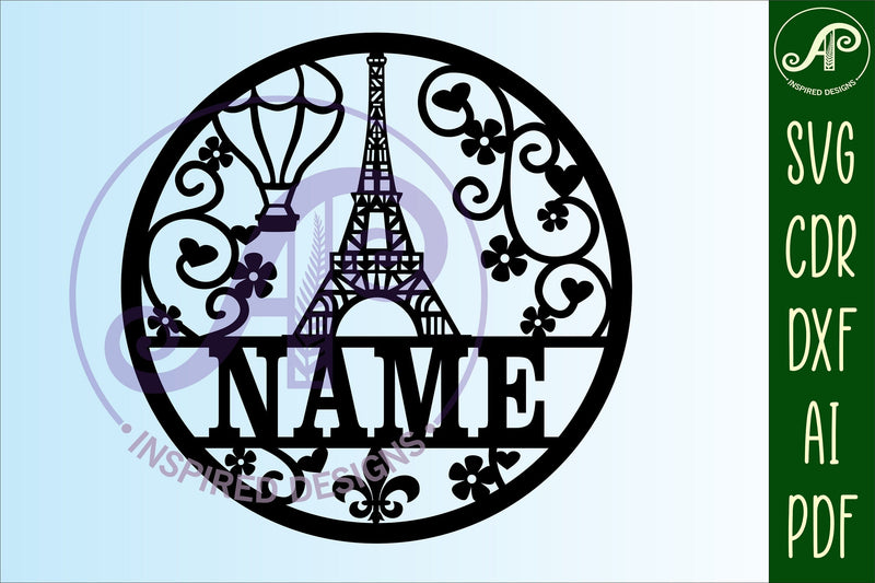 Paris name sign svg laser cut template - So Fontsy
