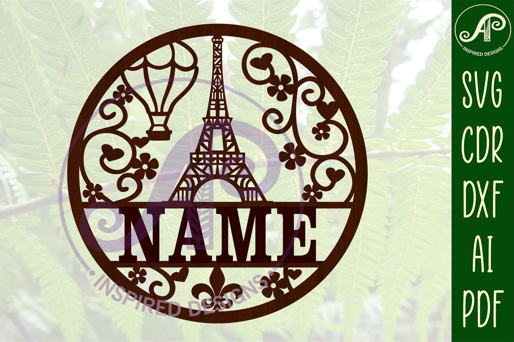 Paris name sign svg laser cut template - So Fontsy