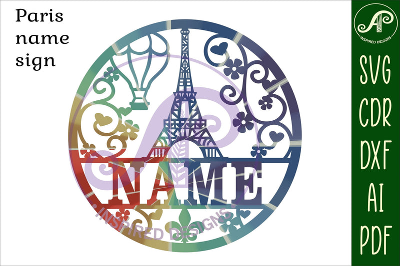 Paris name sign svg laser cut template - So Fontsy