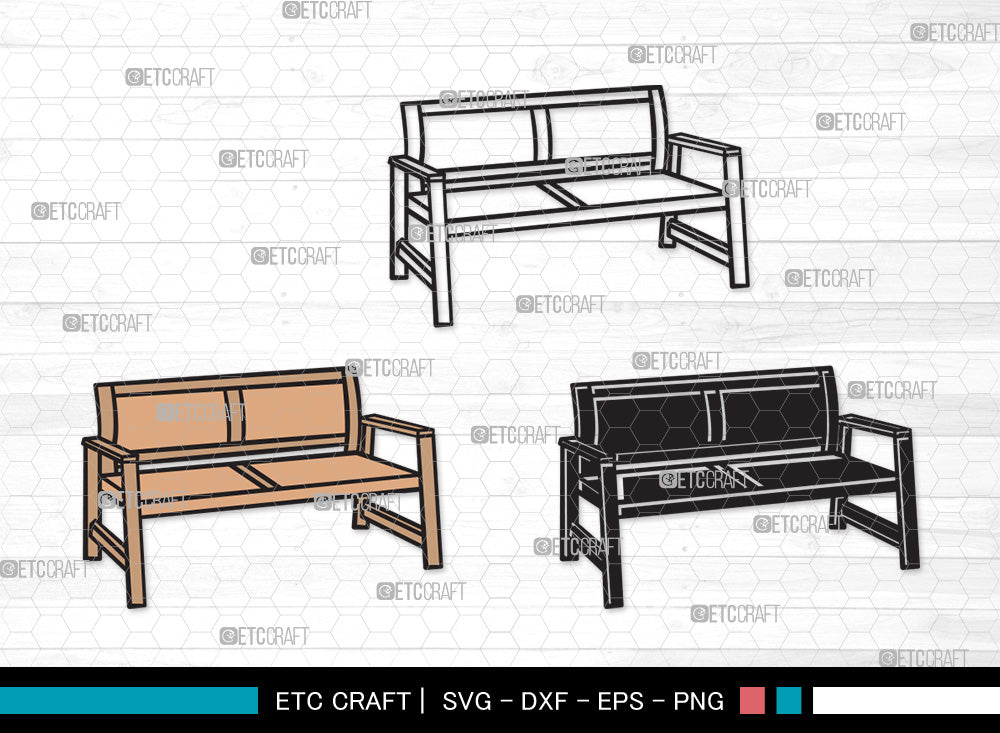 Park Bench Clipart SVG, Bench Svg, Wooden Bench Svg, Garden Bench Svg ...