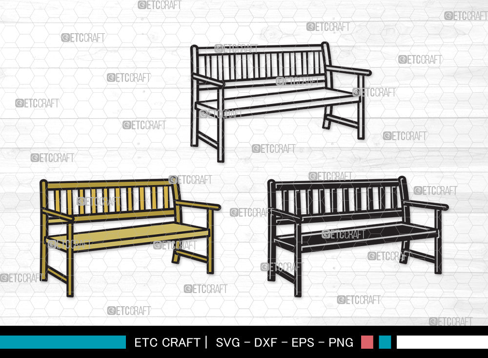 Park Bench Clipart SVG, Bench Svg, Wooden Bench Svg, Garden Bench Svg ...