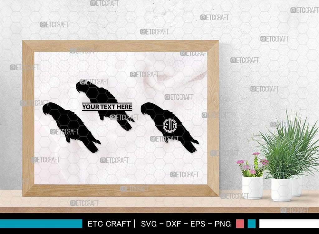 Parrot Bird Monogram, Parrot Bird Silhouette, Parrot Bird SVG, Parrot ...