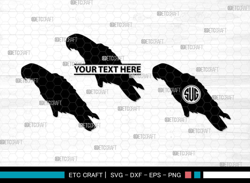 Parrot Bird Monogram, Parrot Bird Silhouette, Parrot Bird SVG, Parrot ...