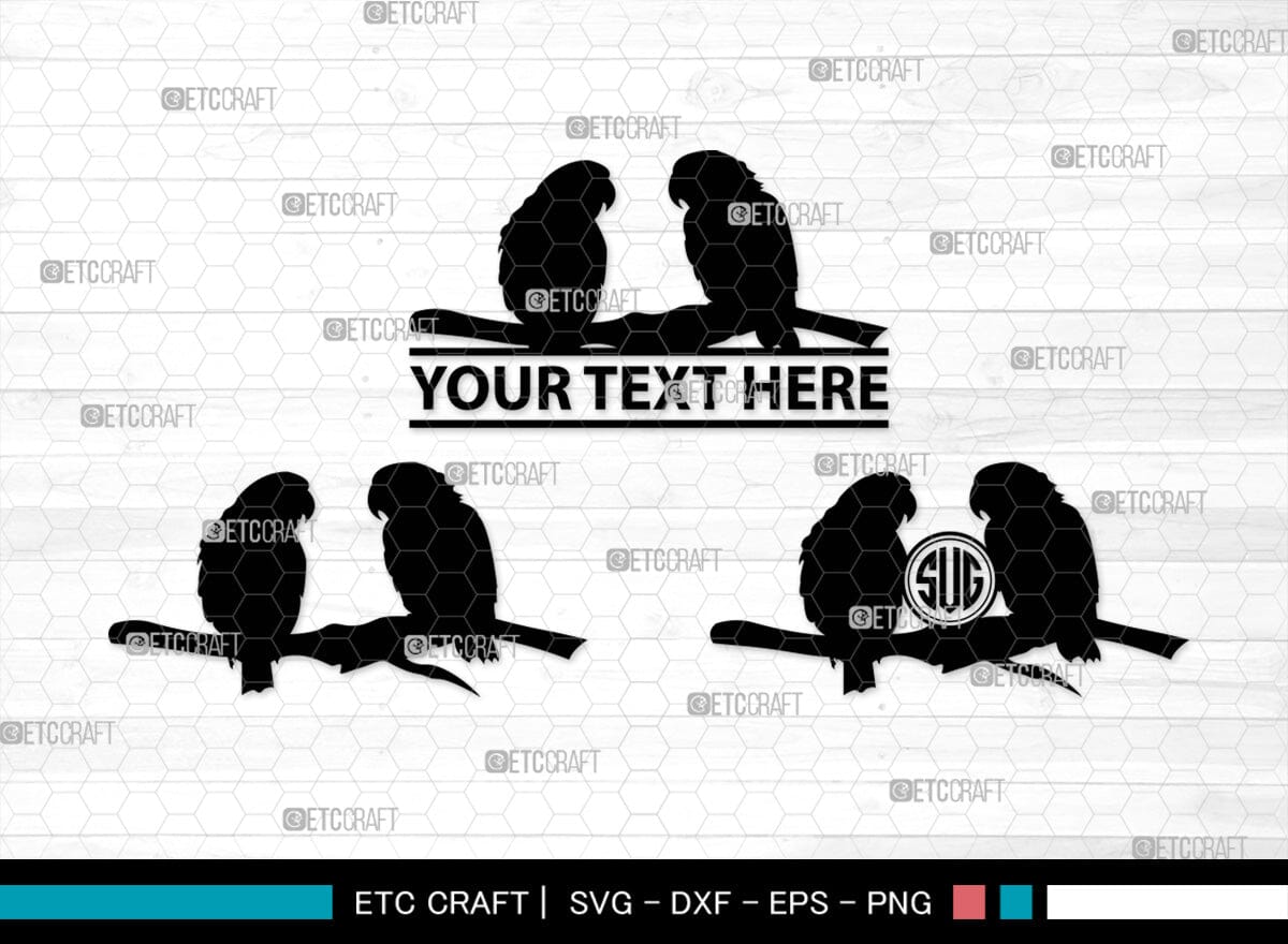 Parrot Bird Monogram, Parrot Bird Silhouette, Parrot Bird SVG, Parrot ...